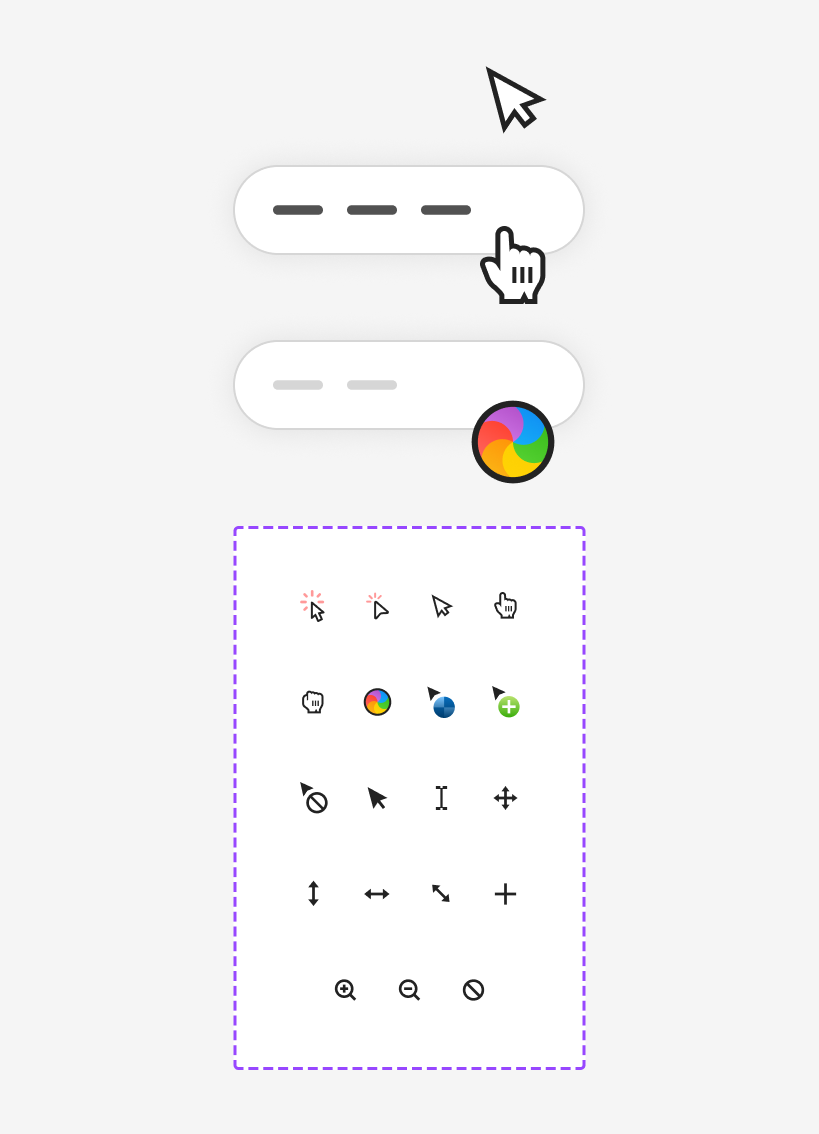 Figma Icon: Mouse Cursors Pack, UI Component | Component Collector Design System